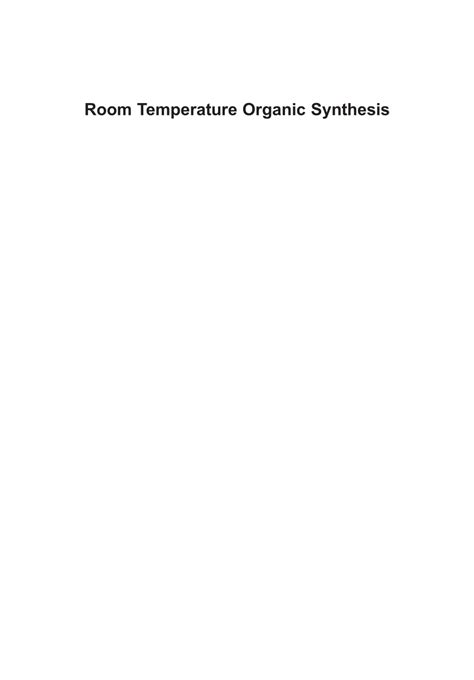 Pdf Room Temperature Organic Synthesis