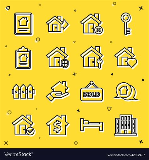 Set Line House Real Estate Message House Vector Image