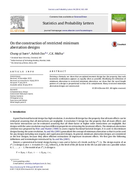 pdf on the construction of restricted minimum aberration designs