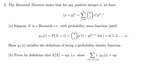 Solved The Binomial Theorem States That For Any Positive Chegg
