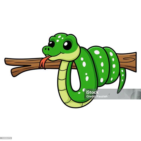 Kartun Python Pohon Hijau Lucu Di Cabang Pohon Ilustrasi Stok Unduh Gambar Sekarang Alam