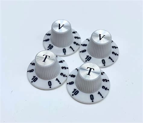 White Volume And Tone Guitar Top Hat Control Knobs Set Reverb