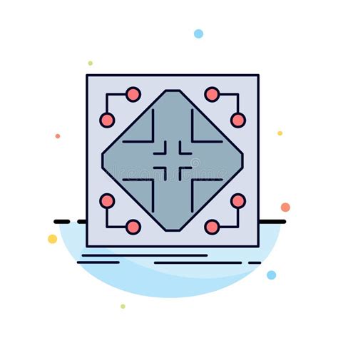 Data Infrastructure Network Matrix Grid Flat Color Icon Vector