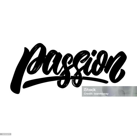 열정 레터링 문구 흰색 배경에 고립입니다 포스터 카드 배너 기호에 대 한 디자인 요소입니다 벡터 일러스트 개념에 대한 스톡 벡터