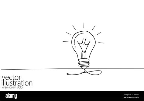 Single Continuous One Line Art Idea Light Bulb Creative Solution Team Work Lamp Concept Design