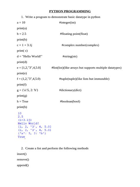 Python Programming Lab 1 10 Pdf Boolean Data Type Data Type