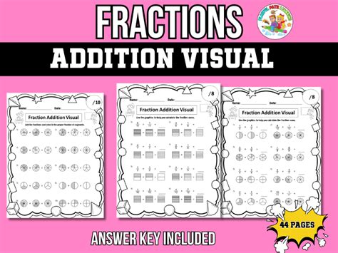 Adding Fractions With Visual Models Worksheets Teaching Resources