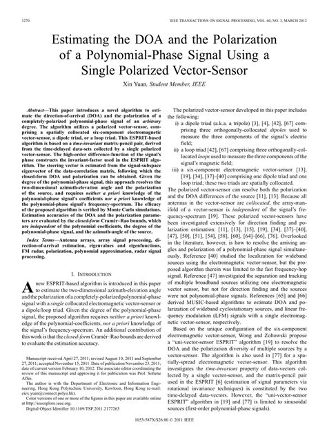 pdf estimating the doa and the polarization of a polynomial phase