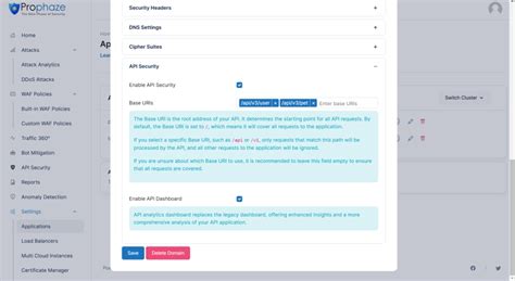 How To Enable Api Security And Dashboard Prophaze