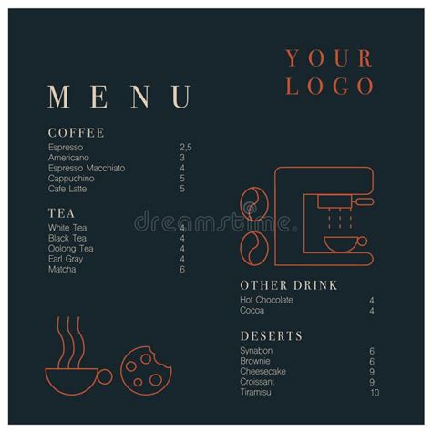 Cafe Design Menu Coffee Drinks Menu Price List For Cafe Coffee Shop Vector Template Stock