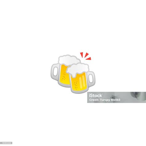 깜박이는 맥주 머그잔 벡터 아이콘입니다 차가운 맥주 고립 된 이모티콘 이모티콘 그림의 두 잔 맥주에 대한 스톡 벡터 아트 및 기타 이미지 Istock