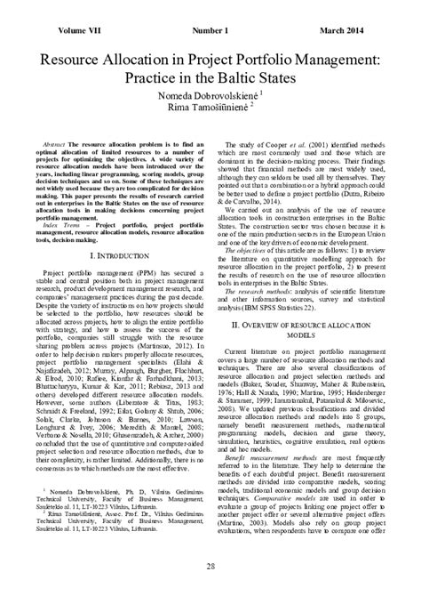 Pdf Resource Allocation In Project Portfolio Management Practice In