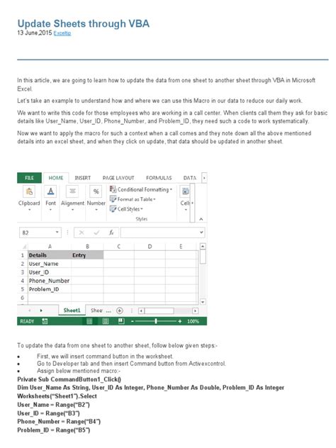 Sheets Through Vba Pdf Business Technology And Engineering