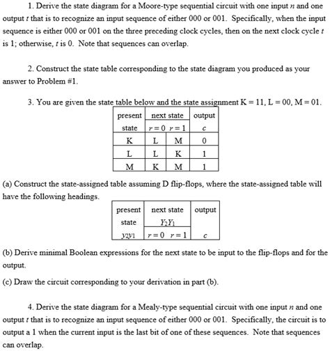 1 Derive The State Diagram For A Moore Type Sequential Circuit With
