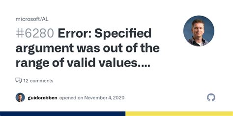 Error Specified Argument Was Out Of The Range Of Valid Values