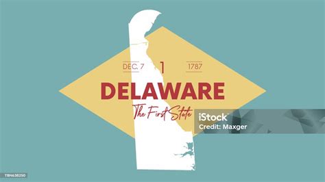 이름 별명 날짜를 가진 미국의 50 개 주 중 1 포스터 엽서 및 티셔츠를 인쇄하기위한 상세한 벡터 델라웨어지도 델라웨어에 대한 스톡 벡터 아트 및 기타 이미지 Istock
