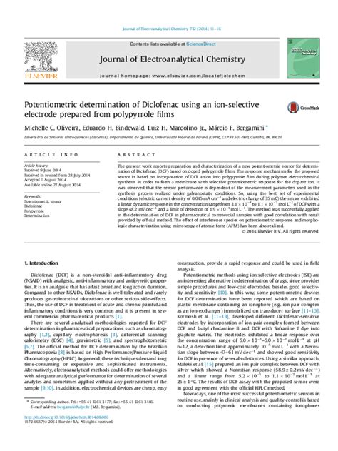 Potentiometric Determination Of Diclofenac Using An Ion Selective