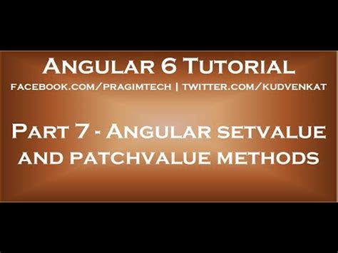 Angular Setvalue And Patchvalue Methods YouTube