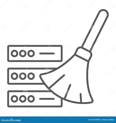 Database Cleaning Thin Line Icon Data Analytics Stock Vector