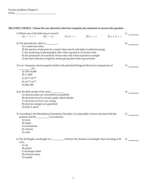 Practice Problems Chapter 6tst