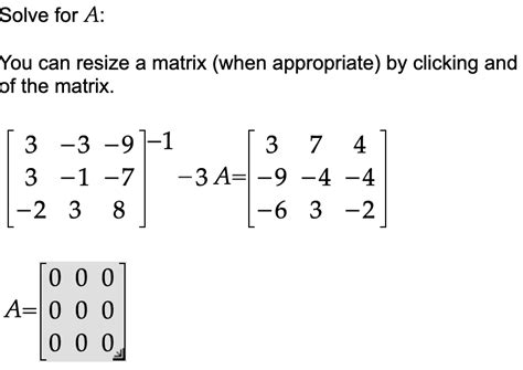 Solved Solve For A You Can Resize A Matrix When Chegg Com