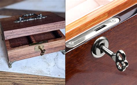 Geenite 2 Pack Wood Box Locks Vintage Case Locks Metal Latch Small