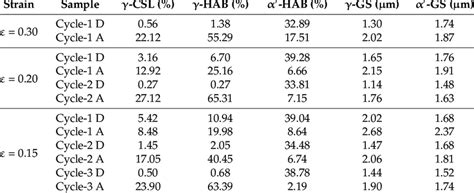 Average Grain Size And Grain Boundary Statistics For Tmp Samples
