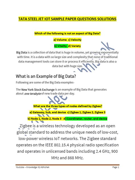 Tata Steel Iot Sample Paper Questions Solutions Pdf Machine