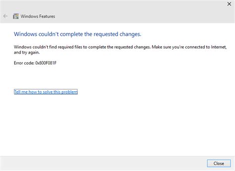 Windows 10 Net 35 Framework Installation Bummer Error Code