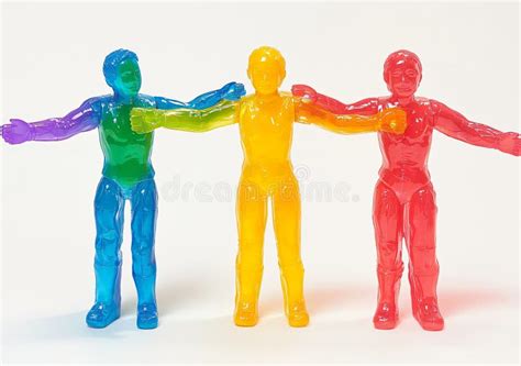 Colorful Transparent Figures Embracing Unity High Quality Image Stock Illustration