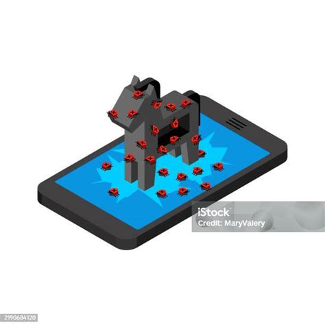 가제트의 트로이 목마 바이러스 스파이웨어에 의한 전화 감염의 개념 감시에 대한 스톡 벡터 아트 및 기타 이미지 감시 데이터 디자인 Istock