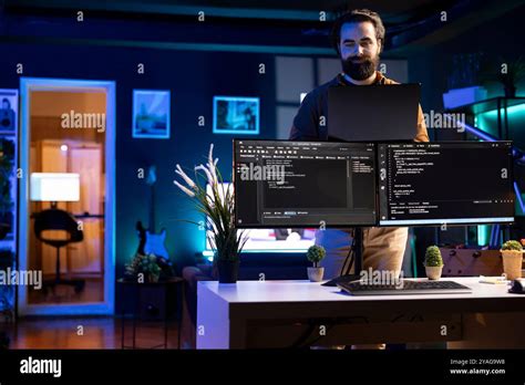 Cybersecurity Expert Using Laptop To Look For Company Security