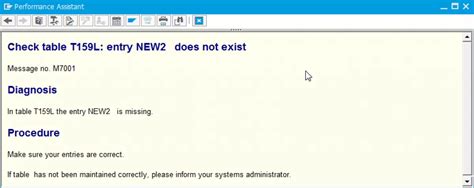 How To Solve Sap Error M7001 Check Table T159l Entry Does Not Exist