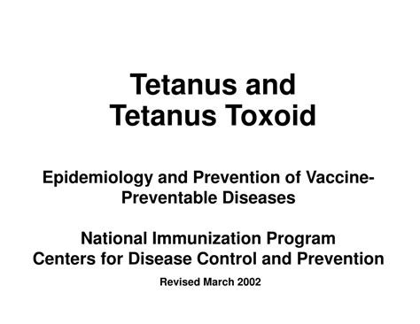 Ppt Tetanus Epidemiology Prevention And Vaccination Program