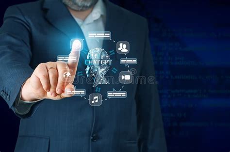 Artificial Intelligence In Bot Chat Businessman Using Ai Chatbot In His Smartphone Stock Image