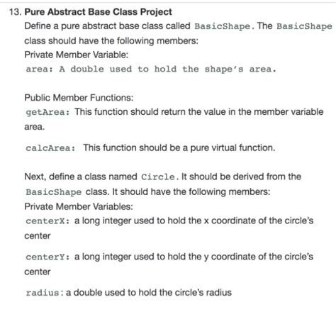 solved pure abstract base class project define a pure