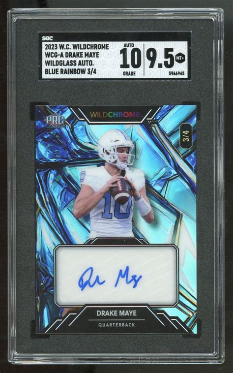 2023 wild card wildchrome drake maye prc auto blue 4 sgc 9 5 10