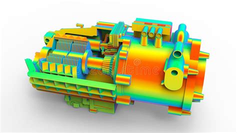 3d Rendering Fea Study Of A Large Transmission Stock Illustration