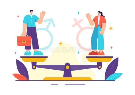 Sexism Vector Illustration Showing Gender Inequality Between Men And