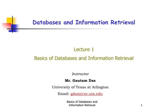 Ppt Databases And Information Retrieval Lecture 1 Basics Of Databases And Information