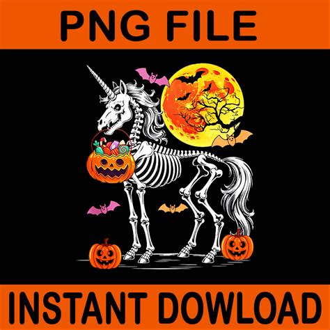 Unicorn Skeleton Halloween Moon Carved Pumpkins Png Buytshirtdesigns