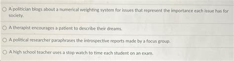 Solved A Politician Blogs About A Numerical Weighting System