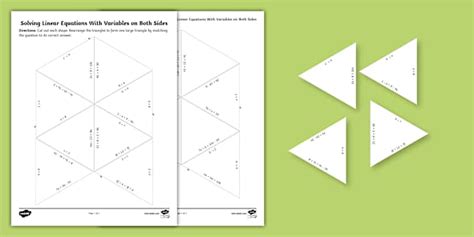 Solve Linear Equations With Variables On Both Sides Triangle