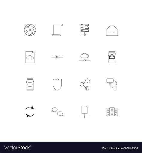 Network And Database Linear Thin Icons Set Vector Image