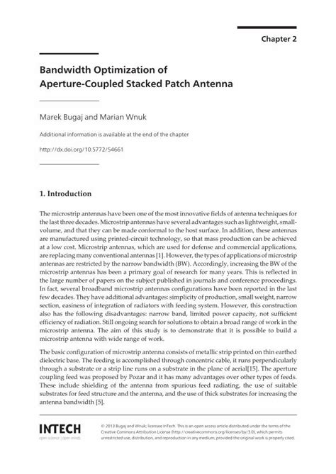 Pdf Intech Bandwidth Optimization Of Aperture Coupled Stacked Patch