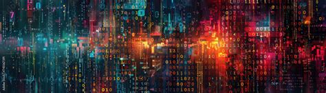 Binary Code Morphing Into Futuristic Symbols On A Hi Tech Canvas Stock Illustration Adobe Stock