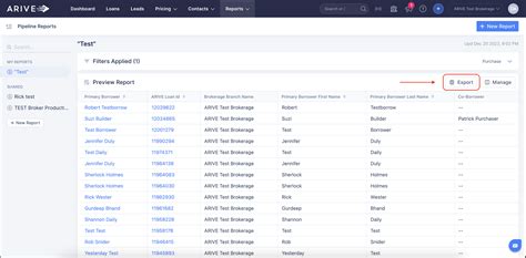 Generate Pipeline Reports Arive