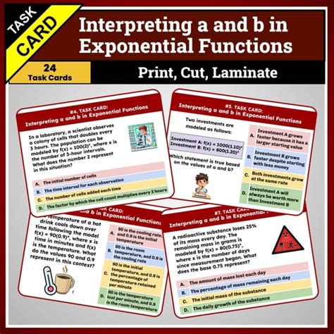 2025 Teks Math 89b Task Card Interpreting A And B In Exponential Functions