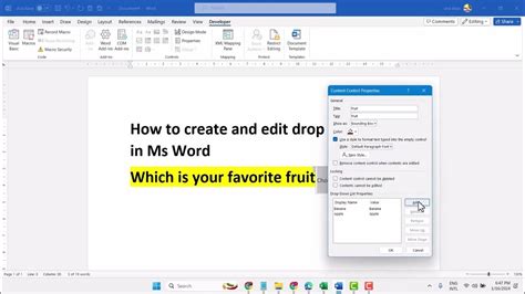 How To Create And Edit Drop Down List In Ms Word Insert And Modify Drop Down Lists In Word 2024