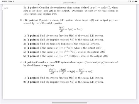Solved Consider A Causal LTI System Whose Input X T And Chegg